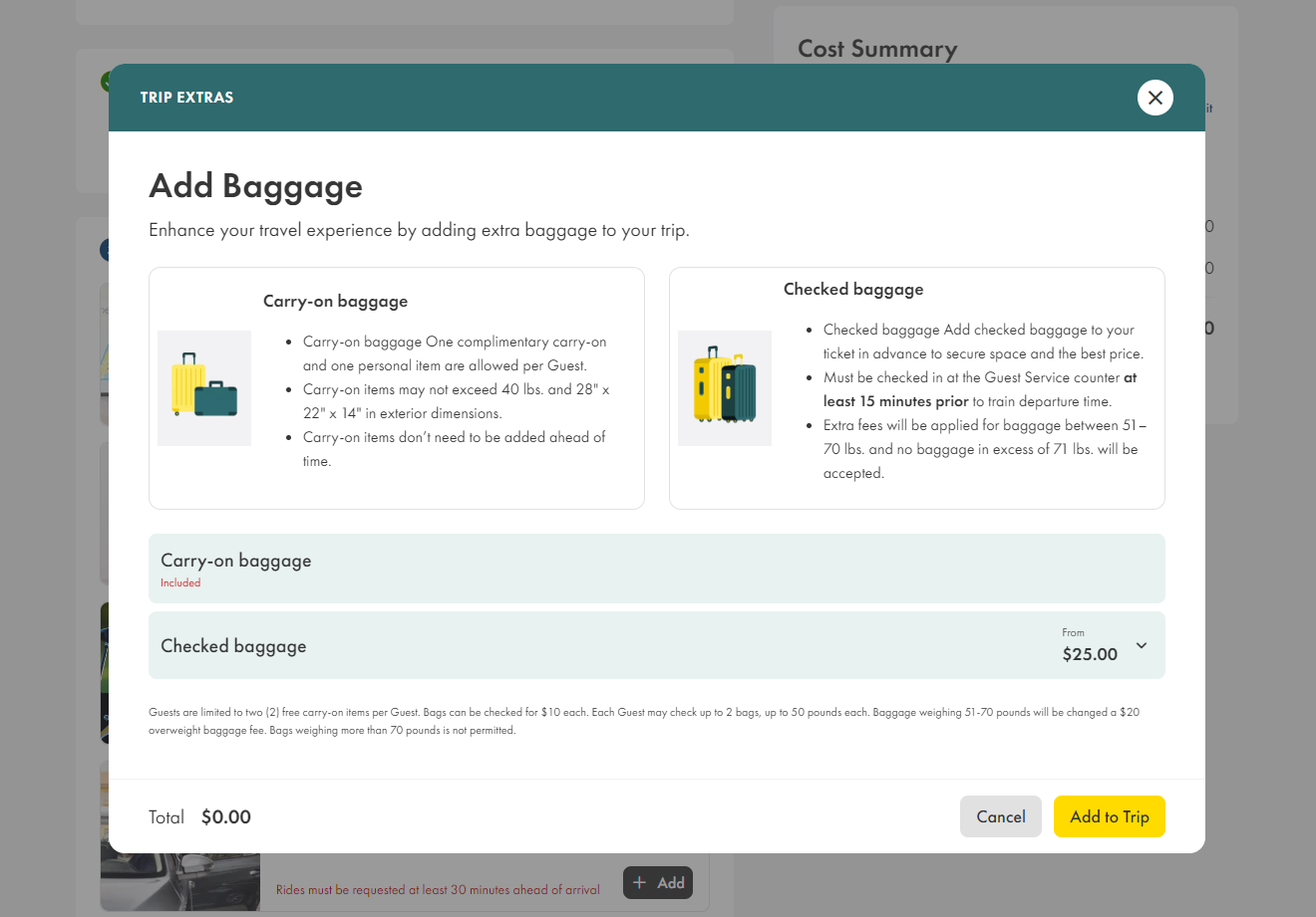 Adding Extras. – Brightline Help Center